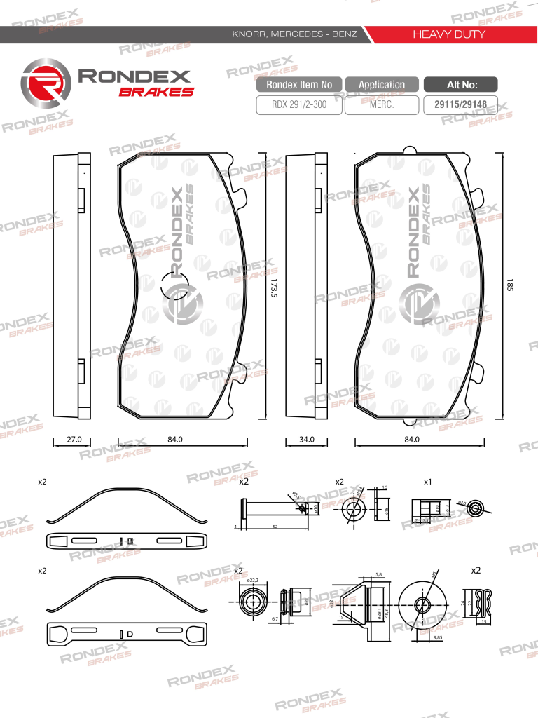 RDX 291/2-300 - RONDEX BRAKES - BRAKE PADS MANUFACTURER