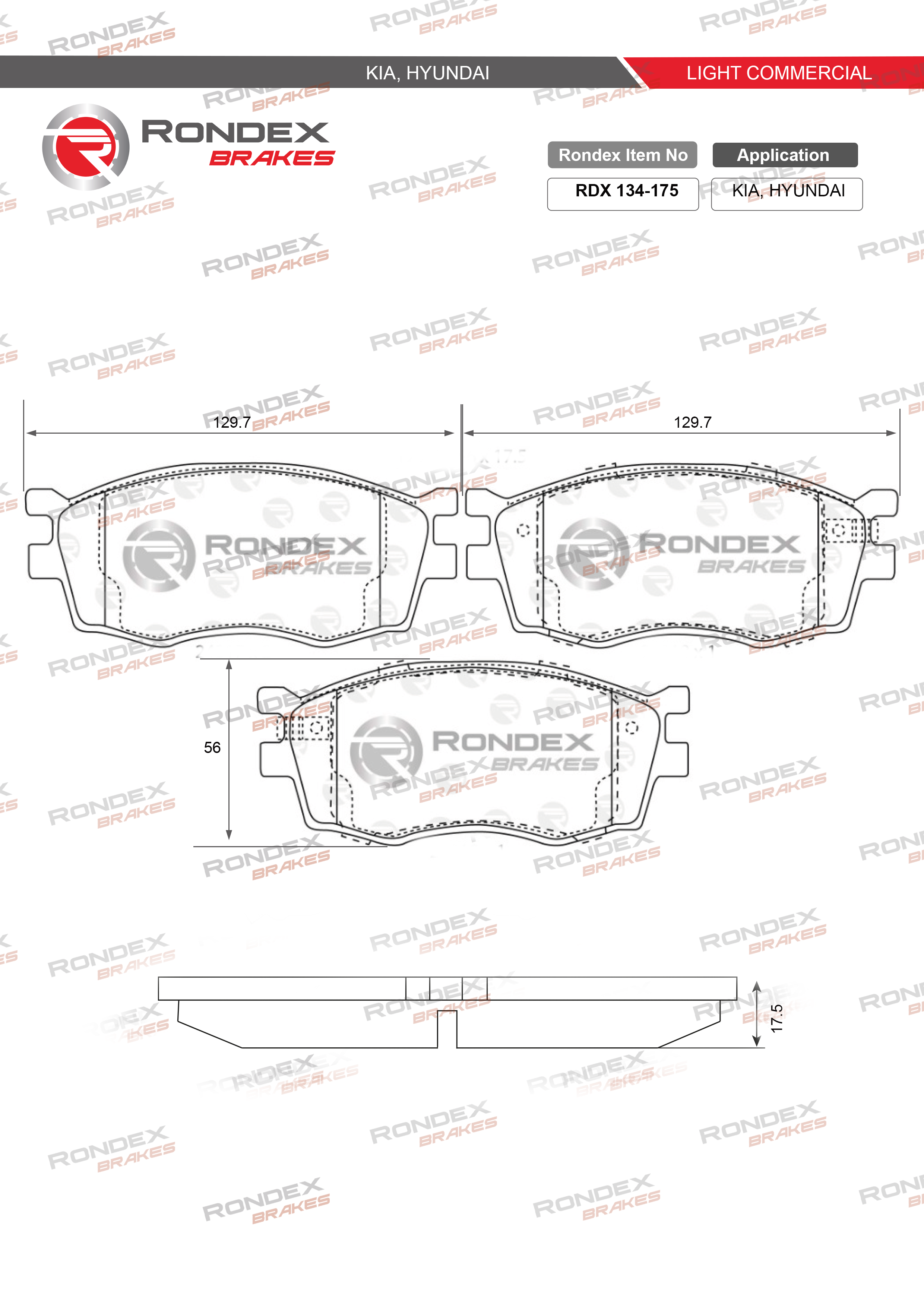 RDX 134-175 – RONDEX BRAKES – BRAKE PADS MANUFACTURER
