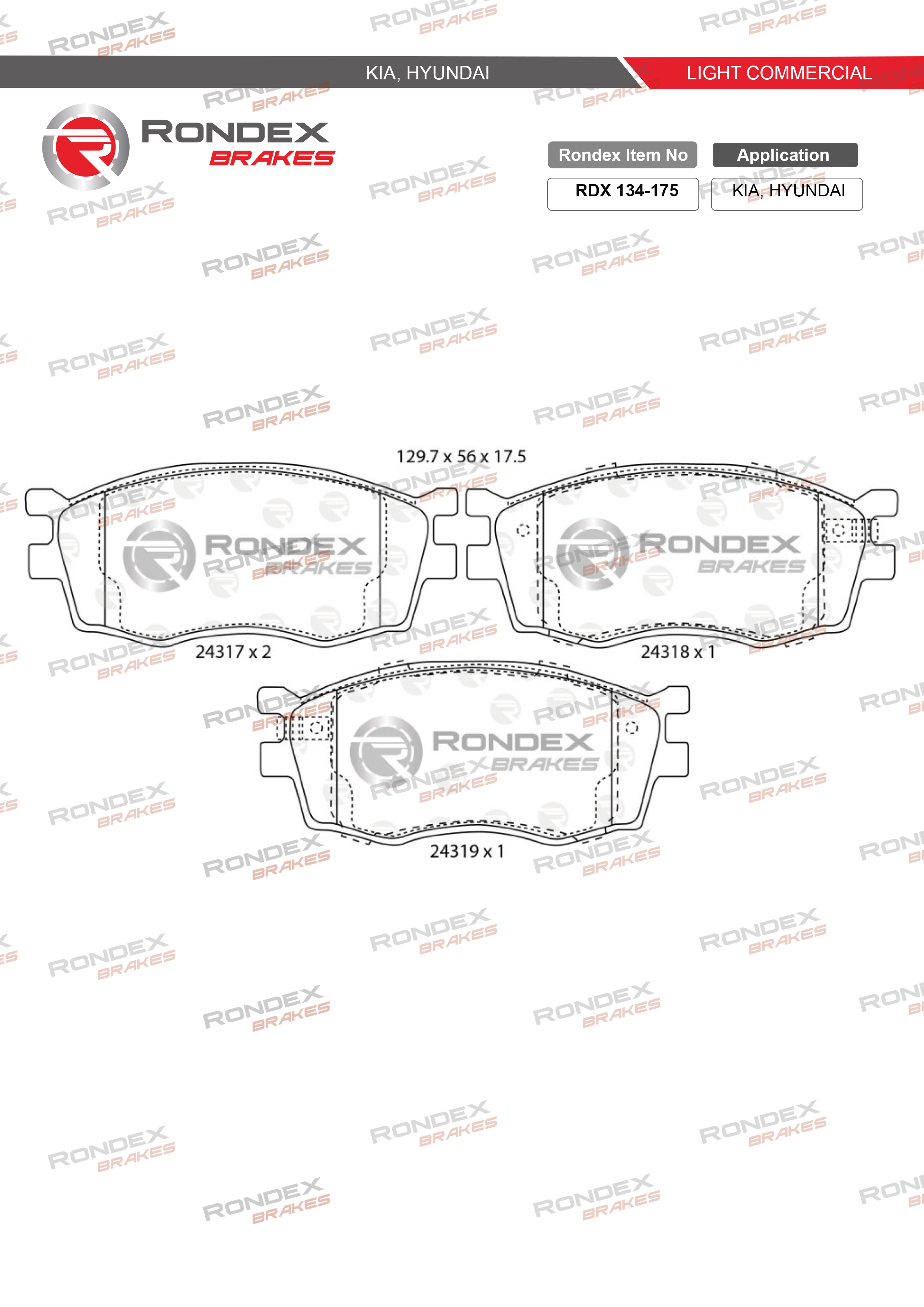 RDX 134-175 - RONDEX BRAKES - BRAKE PADS MANUFACTURER